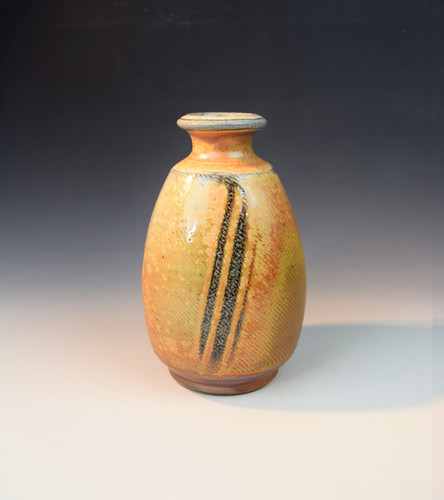 Squared soda fired vase with foot | Cotswold Pottery