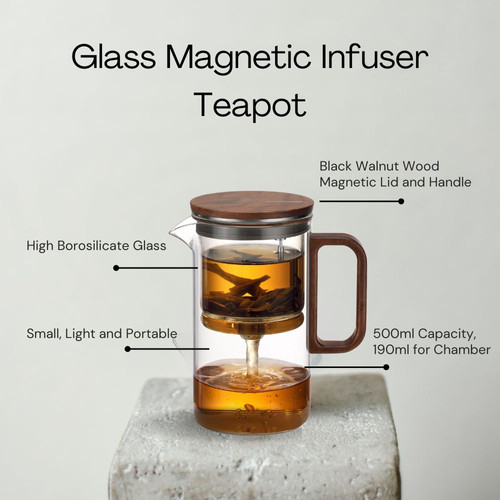 Shizukesa Premium Glass Magnetic Infuser Teapot (500ml) | Shizukesa