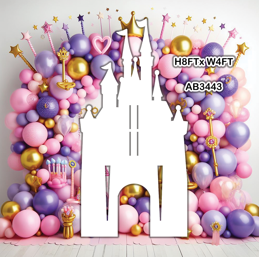 AB3443 8X4 Princess White Castel Coroplast Props Decor | Quick Party Props