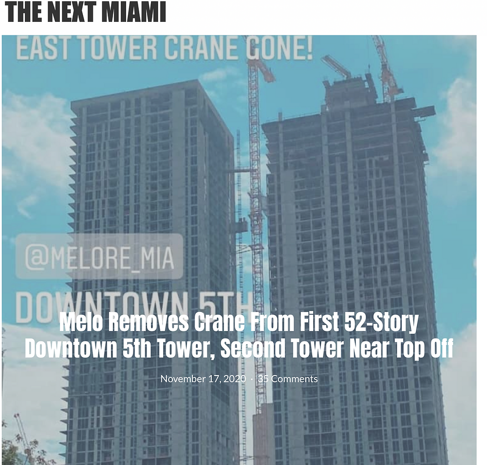 Melo Removes Crane From First 52-Story Downtown 5th Tower, Second Tower ...