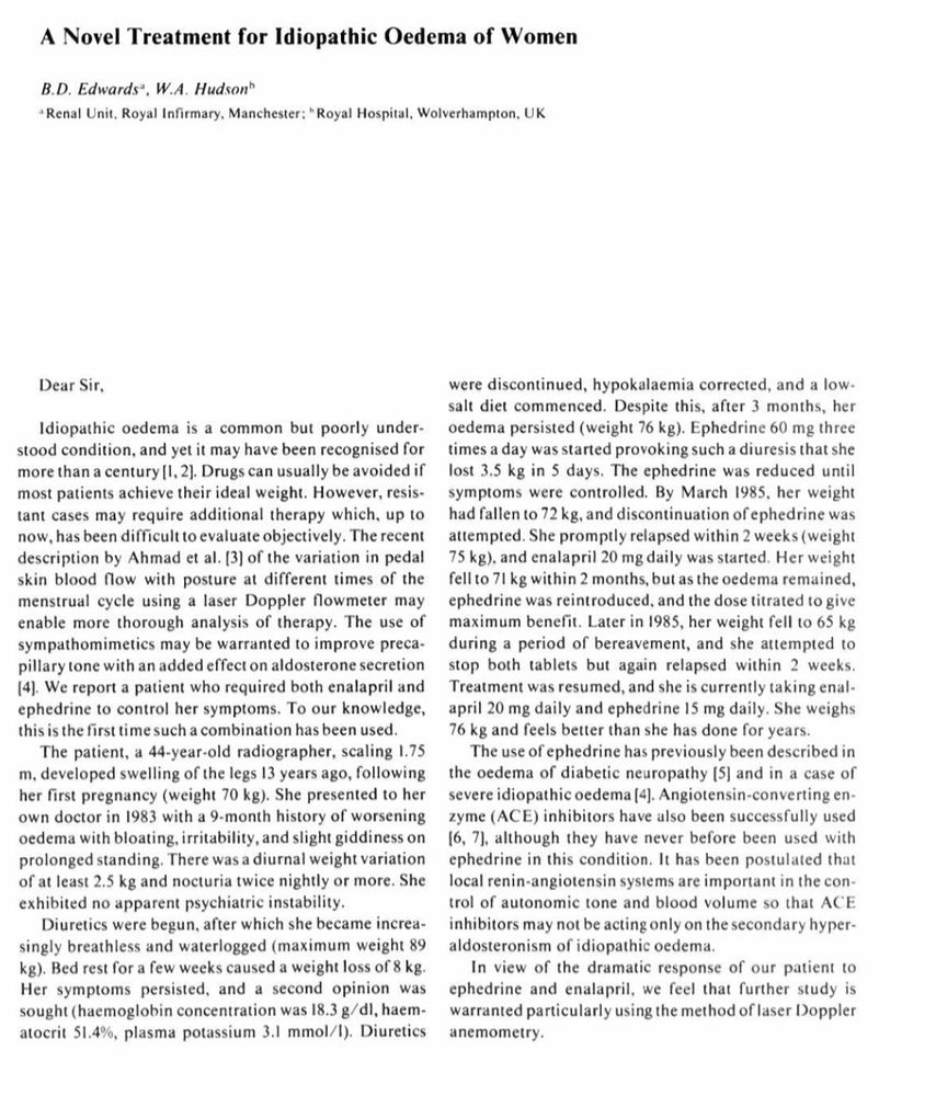 Treatment with Enalapril and Ephedrine forwarded by Stifler 1002 ...