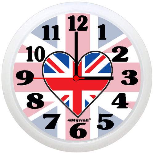 Union Jack Heart Wall Clock | 4mywall.co.uk