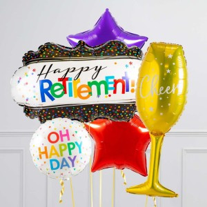 Happy Retirement Rainbow Banner Inflated Crazy Balloon Bunch | Pop ...