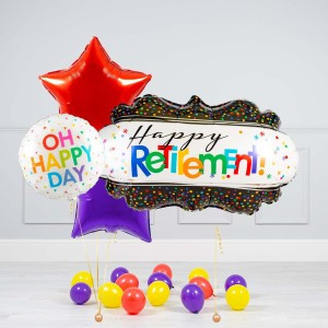 Happy Retirement Rainbow Banner Balloon Package | Pop Photo Ltd Co