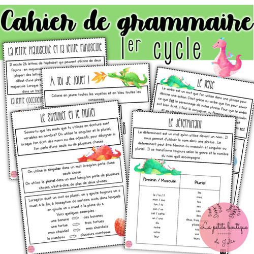 Cahier de grammaire - 1er cycle | La petite boutique de Julie