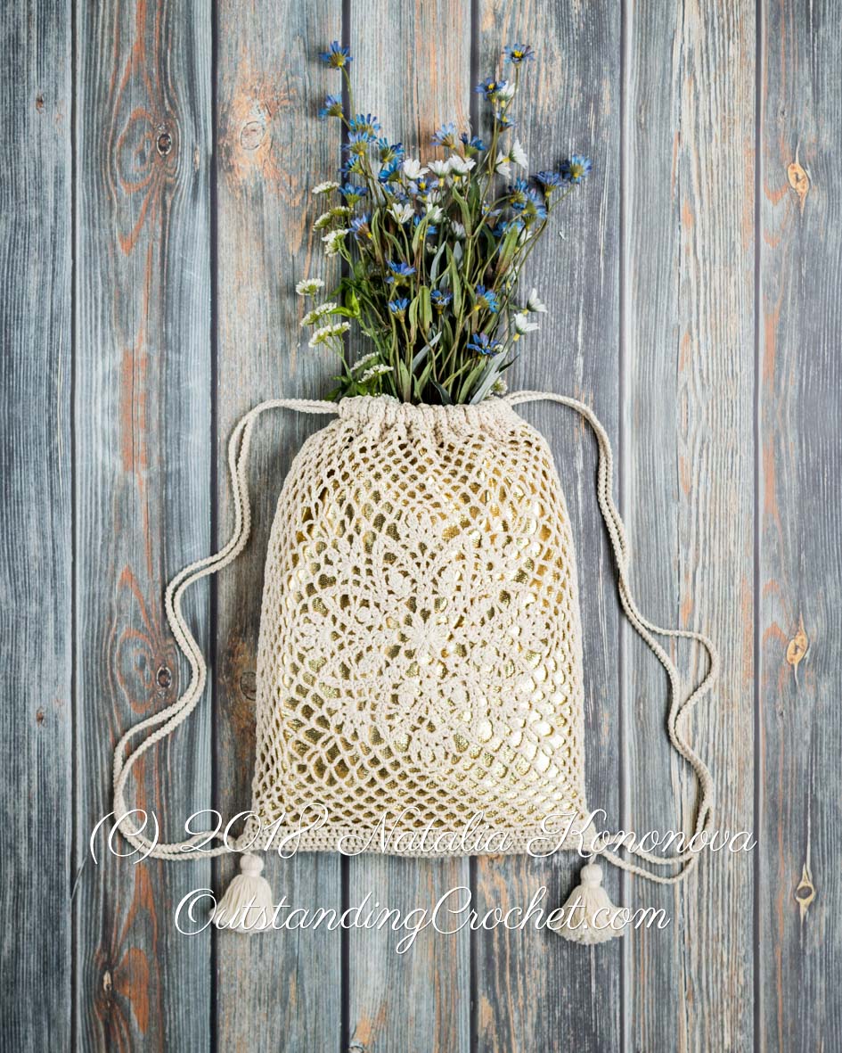 Lotus Drawstring Crochet Bag Pattern