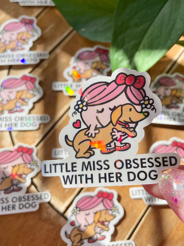 Little Miss Obsessed with Her Dog Sticker | Instadraw