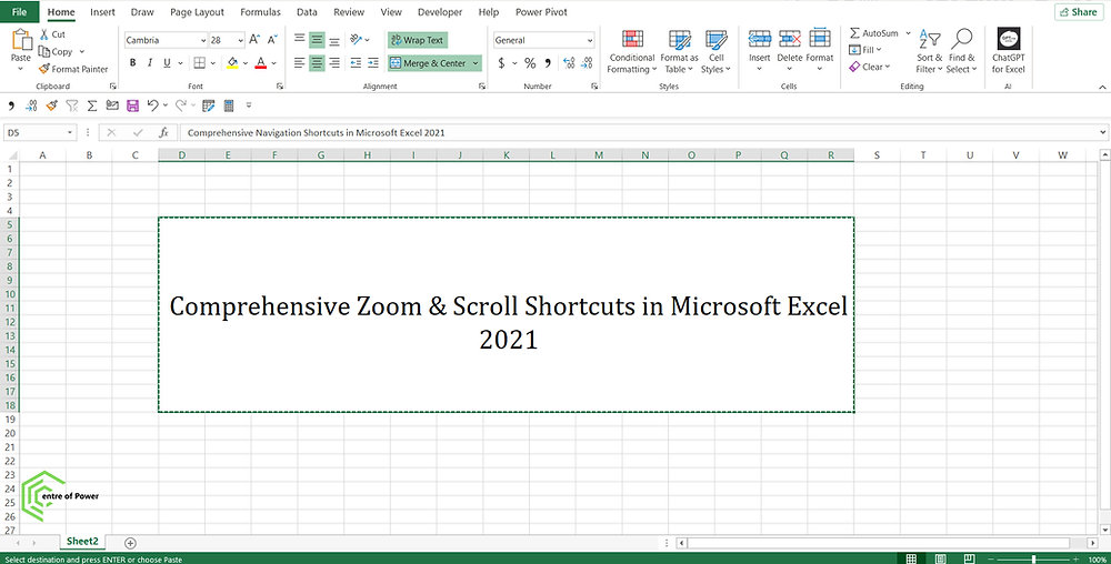 MS Excel: Zoom & Scroll Shortcuts Windows, Mac, Web