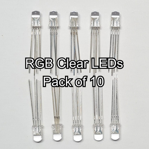 5mm RGB LEDs Clear Lens Common Cathode - Pack of 10 | Electronics Kit Shop