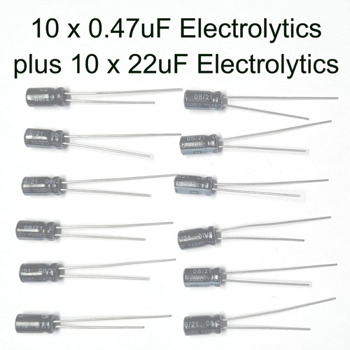 0.47uF -PLUS- 22uF Electrolytic Capacitors - Pack of 20 | Electronics ...