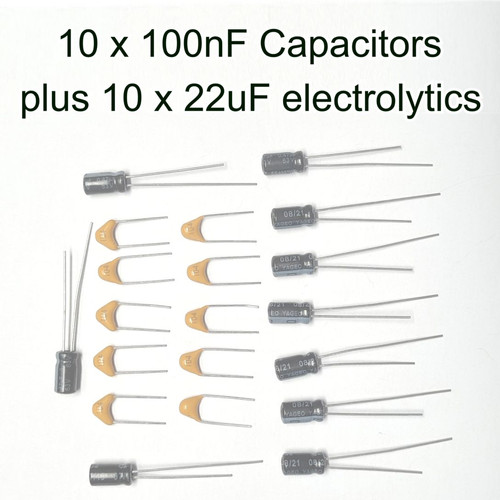 100nF Ceramic -PLUS- 22uF Electrolytic Capacitors - Pack of 20 ...