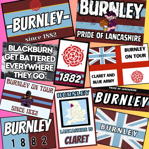 Burnley FC inspired 50 sticker ultra Bundle | Uk Football Stickers
