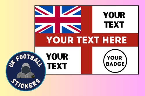 50x Custom football stickers, England flag | Uk Football Stickers