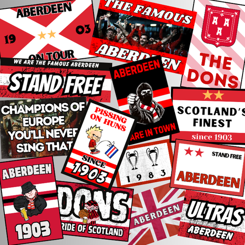 Aberdeen FC stickers , 50 x football sticker bundle | Uk Football Stickers
