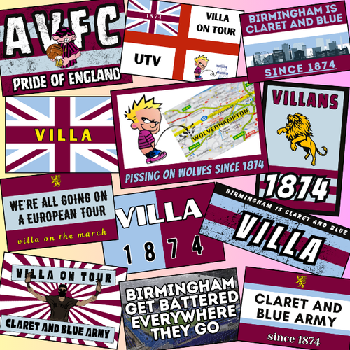 Aston Villa Fc stickers x 50 football sticker bundle | Uk Football Stickers