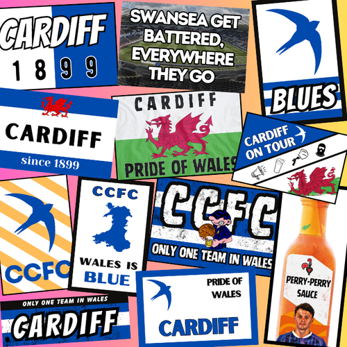 Cardiff City stickers, 50 x bundle | Uk Football Stickers