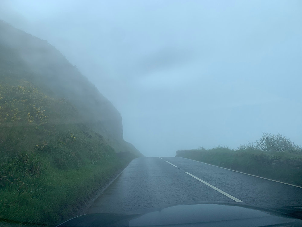 Fog, rain and limited vision on the Causeway Coastal Route