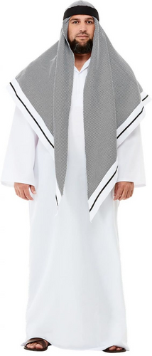 Deluxe Fake Sheikh Costume, White, with Robe & Headdress 50802 S ...