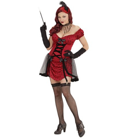 "CABARET GIRL" (dress with attached garters, hair comb with feathers ...