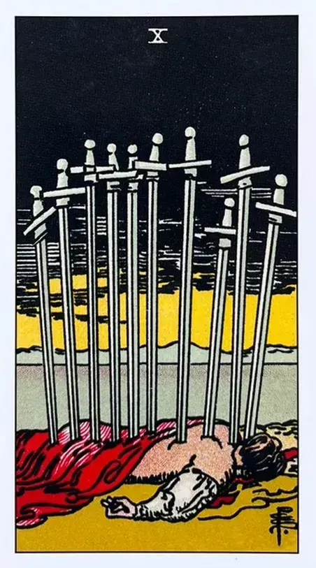 Dez de Espadas - Tarot Rider Waite Descubra o Significado e ...