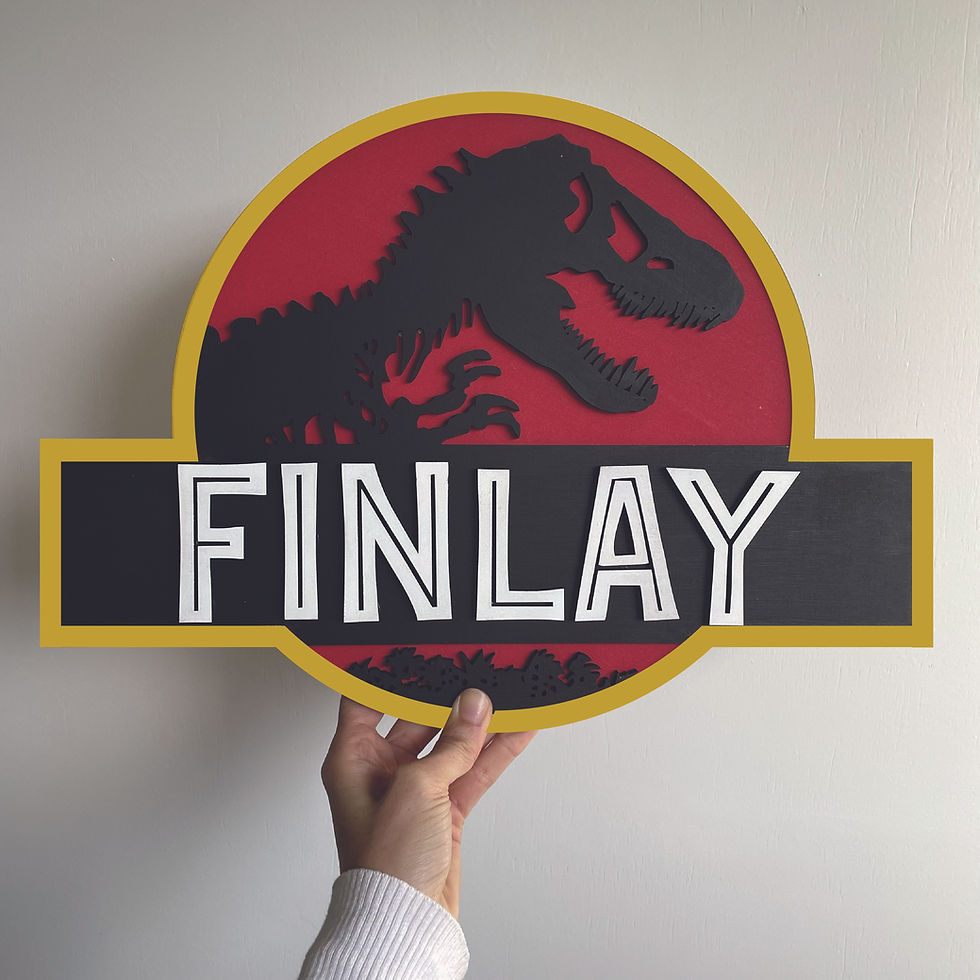 Jurassic Park sign - Laser cut & painted | Leo Design Studio