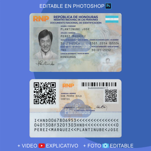 plantilla DNI DE HONDURAS editable en photoshop (actualizada ...