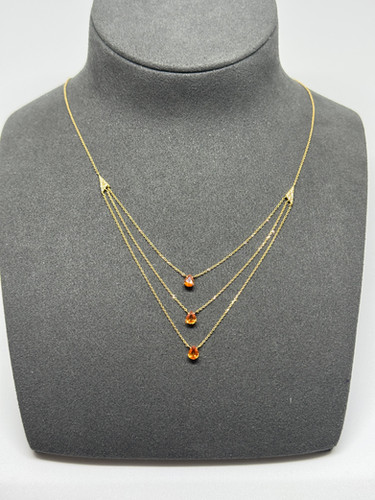 Colier aur galben 18K cu safire orange și diamante naturale