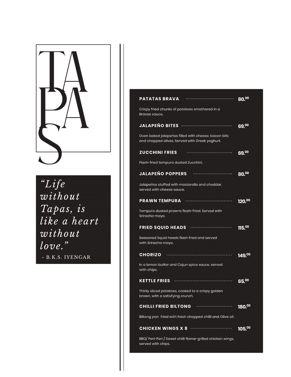 The Baron Menu | The Baron