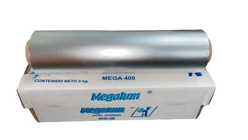 PAPEL ALUMINIO DE 30 CMS DE ANCHO, 3 KG, 400 MEGA, MEGALUM | PROINMAR