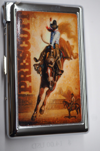 Prescott Rodeo Cigarette Case With Built in Butane Lighter | Lighter King