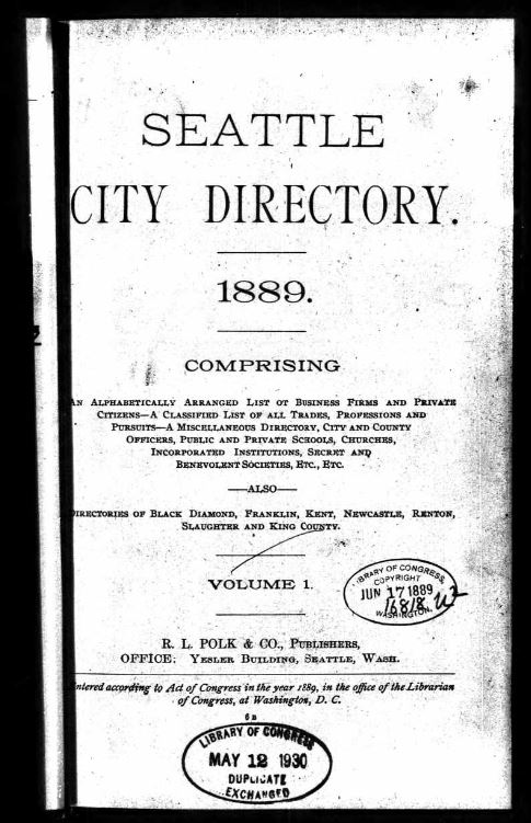 Introduction to the Treasure: Polk's Seattle City Directories 1937-1996