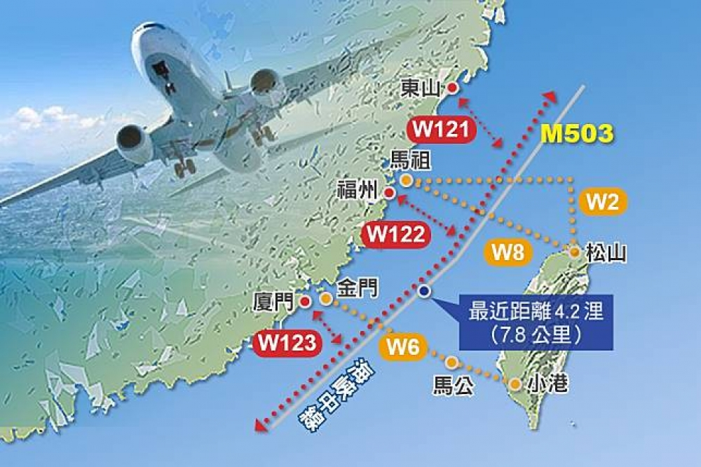 Taiwan: China's unilateral use of the M503 west-east trade route ...