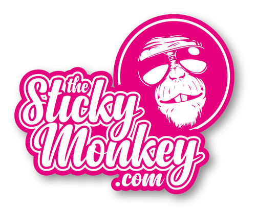 Cut to Shape Pink Sticky Monkey Sticker | thestickymonkey.com