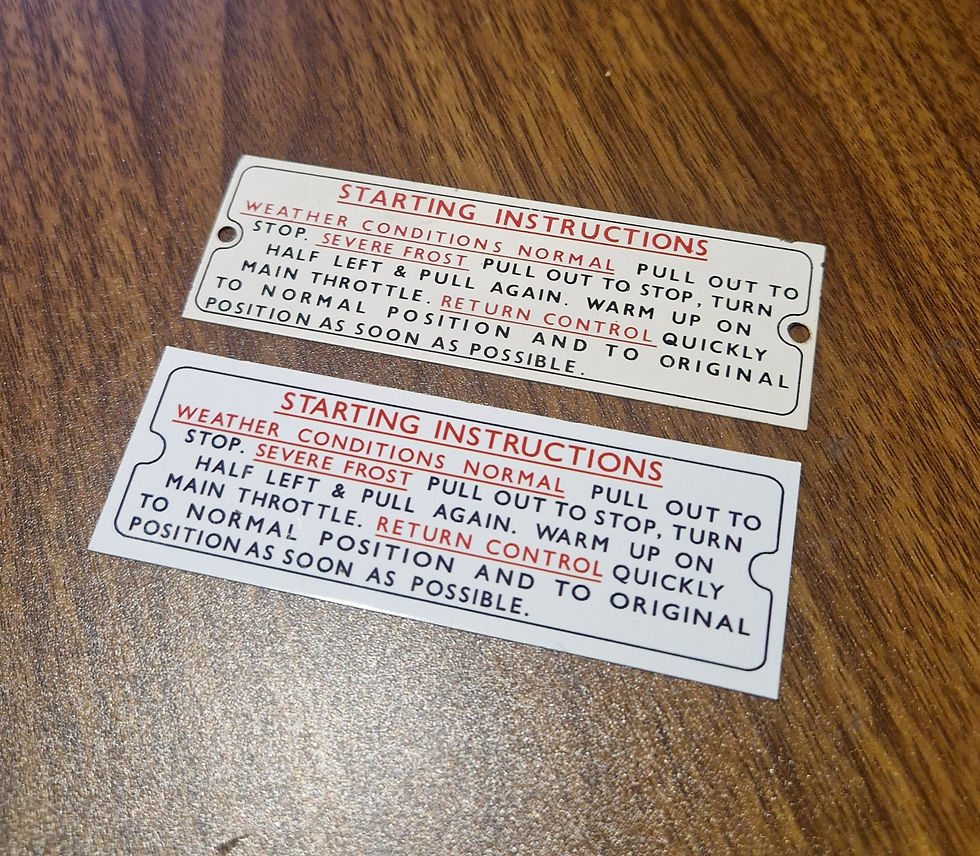 Starting Instruction Plate - Humber | Axholmesigns