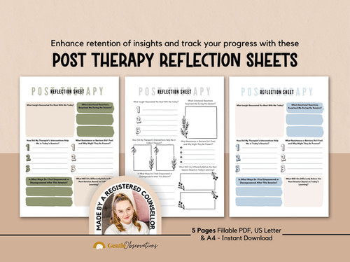 Post Therapy Reflection Worksheets | Gentle Observations