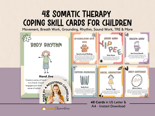 Somatic Therapy Coping Skill Cards for Kids | Gentle Observations
