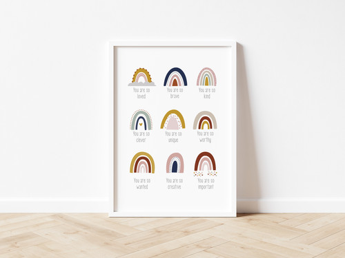 Rainbow Affirmations Poster | Gentle Observations