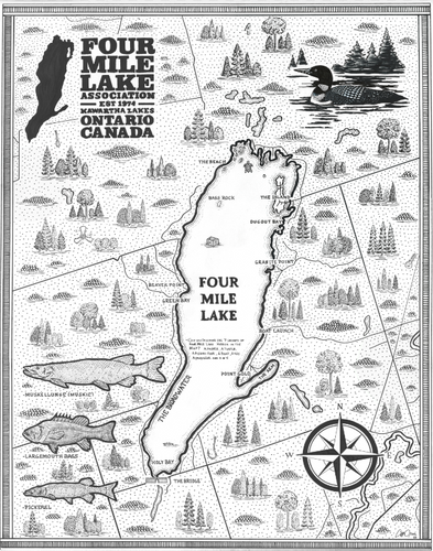 11x17" Hand-Drawn Map of Four Mile Lake | fmla