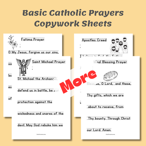 More Basic Catholic Prayers Copywork Sheets | Teacher Weena