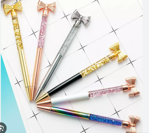 FLOATING GLITTER BOW PEN | Copper and Brass