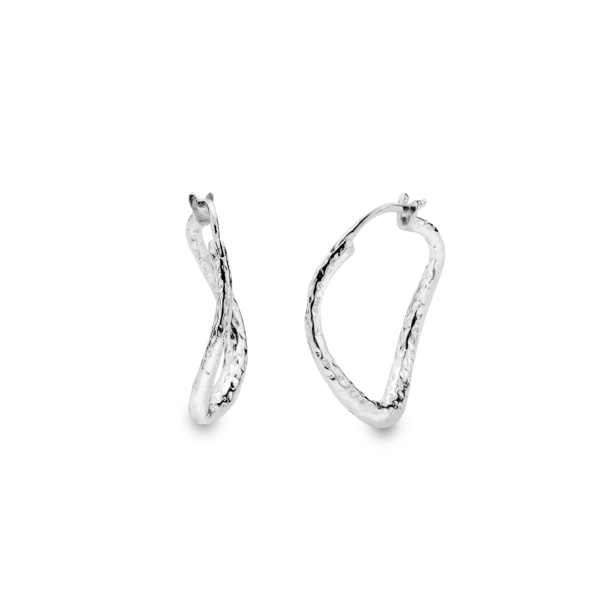 Hammered Wavy Hoops | Sennen Jewellery