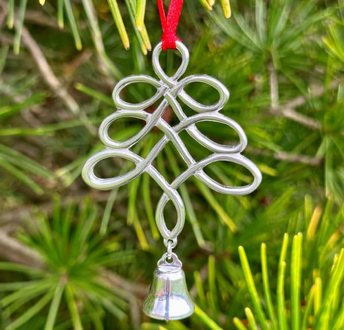 Celtic Knot Tree with Bell Christmas Decoration | Sennen Jewellery