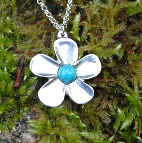 Buttercup Flower pendant, pewter | Sennen Jewellery