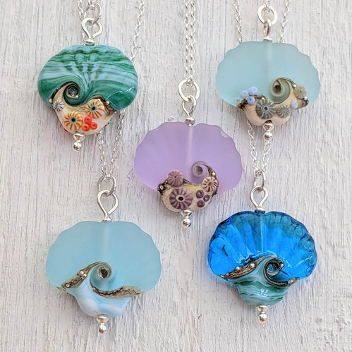 Murano Glass Shell Pendant, choice of designs | Sennen Jewellery