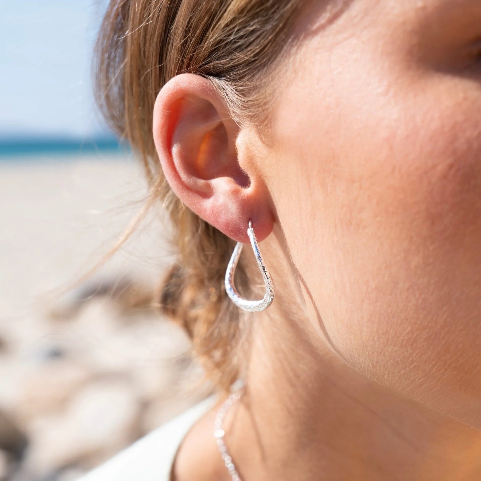 Hammered Wavy Hoops | Sennen Jewellery