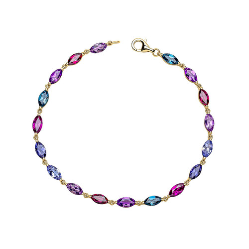 Semi-Precious Navette Bracelet, 9ct Gold | Kernow Gold