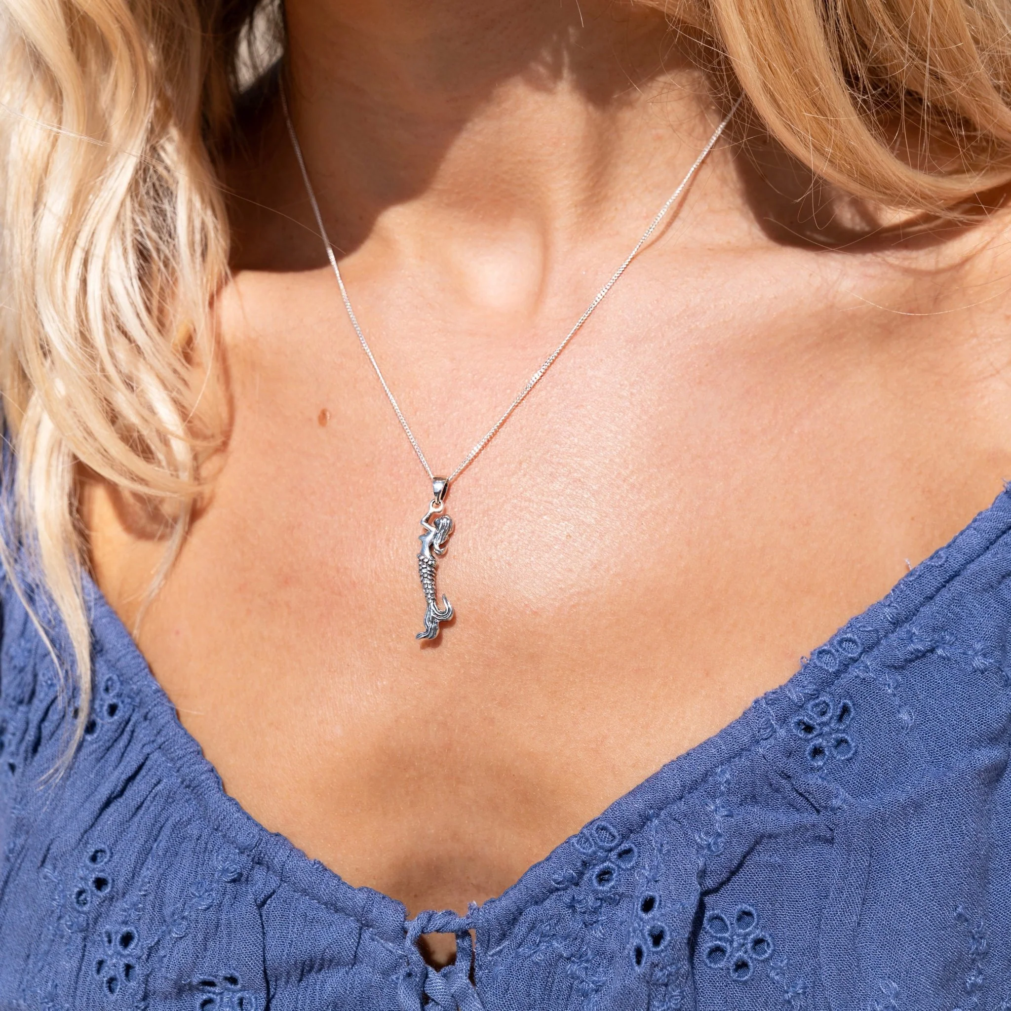 Silver Zennor Mermaid Pendant | Sennen Jewellery