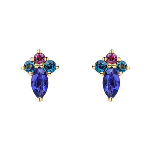 Barcelona Cluster Stud Earrings, 9ct Gold | Kernow Gold