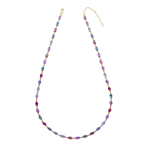 Semi-Precious Navette Necklace, 9ct Gold | Kernow Gold
