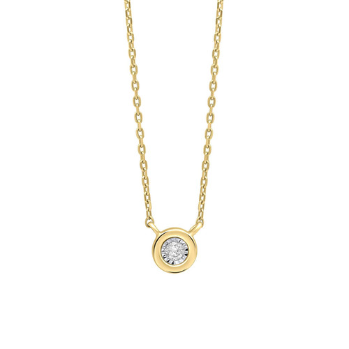 Rounded Bezel Diamond Necklace, 9ct Gold | Kernow Gold